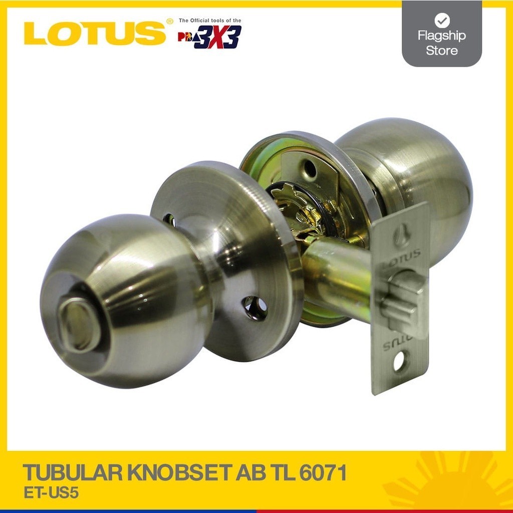 Lotus Tubular Knob Set Stainless Steel | Antique Brass - Door Hardware ...