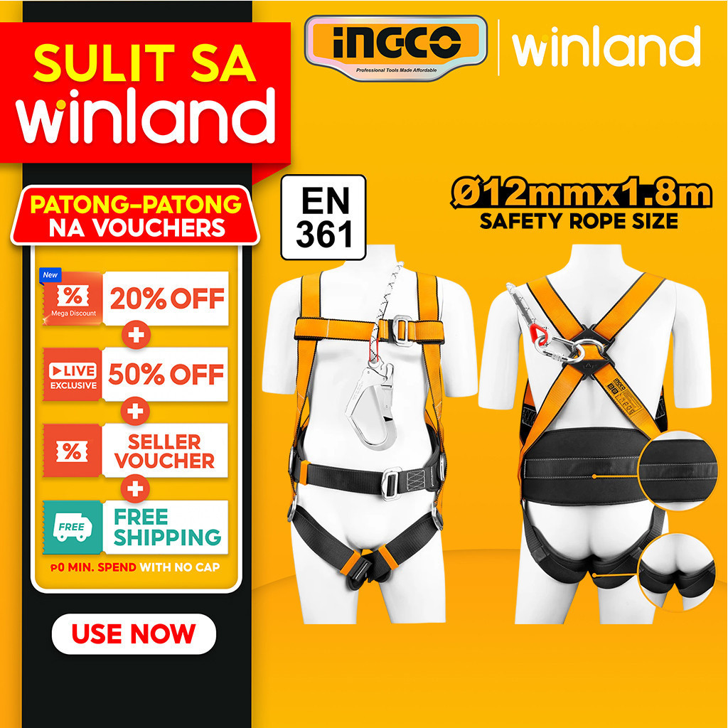 Ingco by Winland High Strength Safety Harness HSH501802 / HSH501420 ING ...