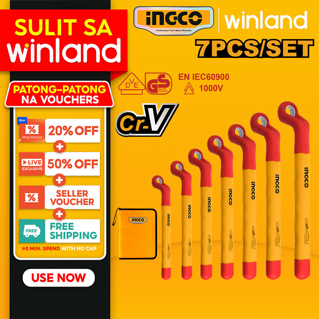 Ingco by Winland 7PCS Insulated Ring Wrench Set with Pouch 1000V ...