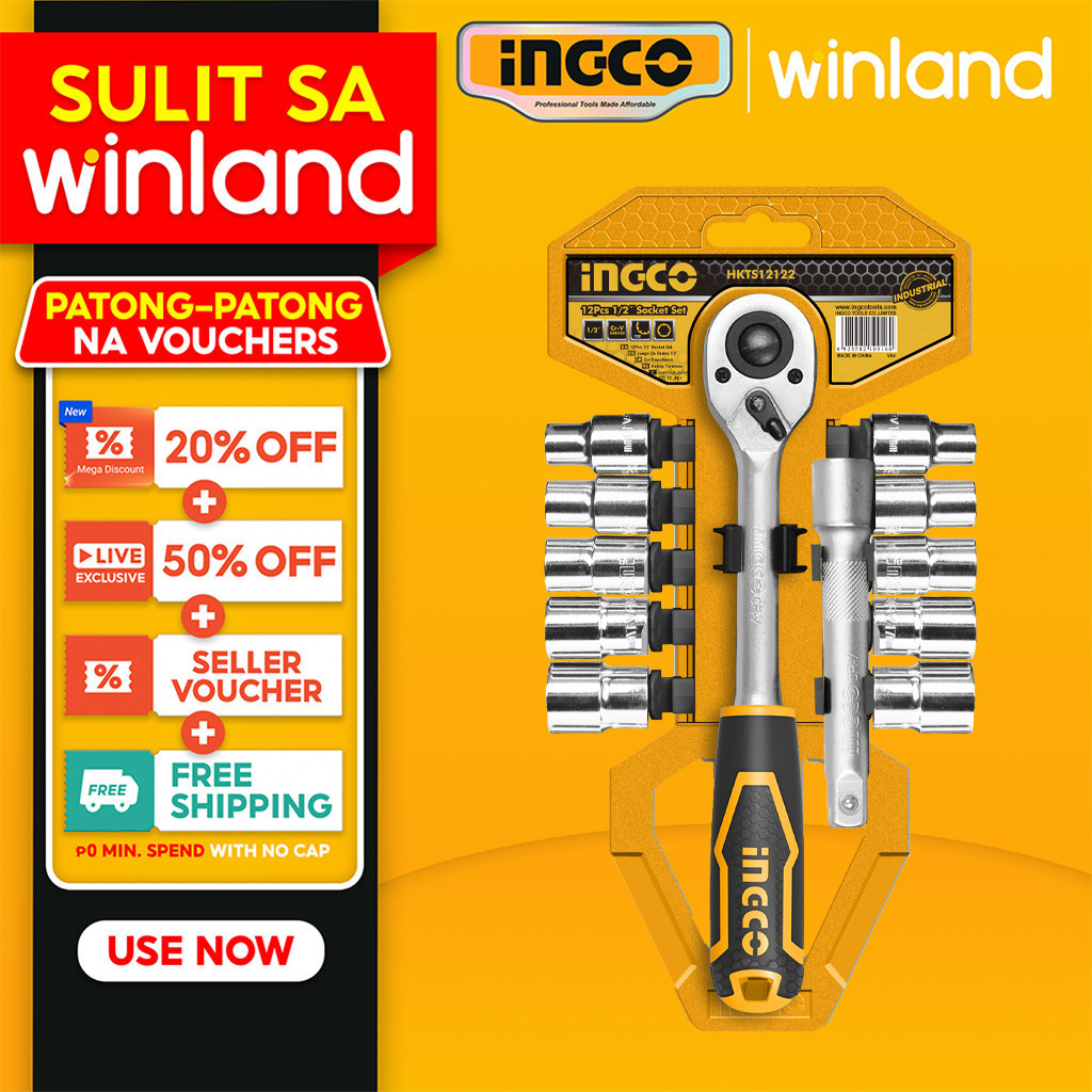 Ingco by Winland 12pcs 1/2 inch Socket Set HKTS12122 ING-SS | Shopee ...