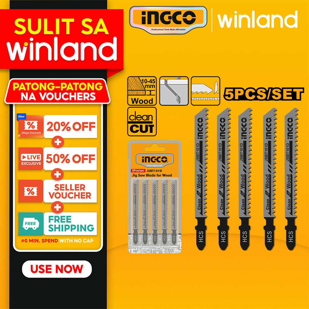 Ingco by Winland 5PCS Jigsaw Blade Clean Cut Jig Saw Blade for WOOD ...