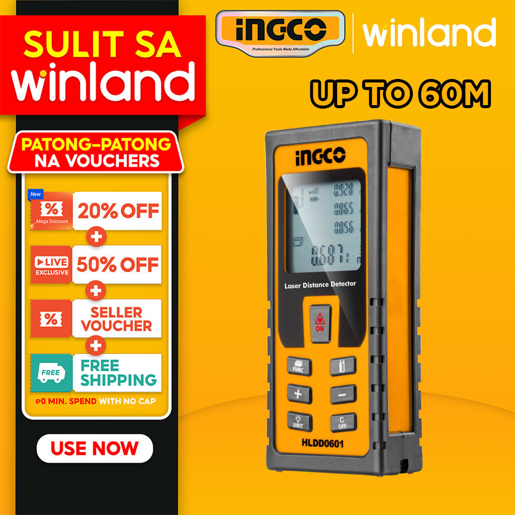 Ingco by Winland Laser Distance Detector 0.05-60m with HLDD0601 ING-PT ...