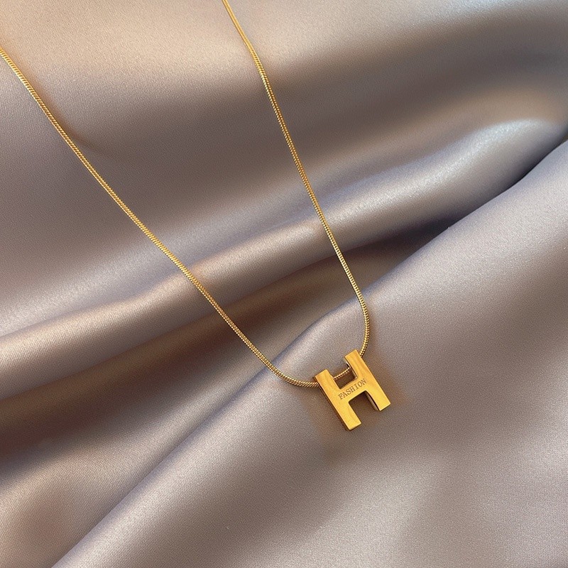 HB Jewelry HARMONI Gold Plated Classic H Pendant Chain Necklace Fashion ...