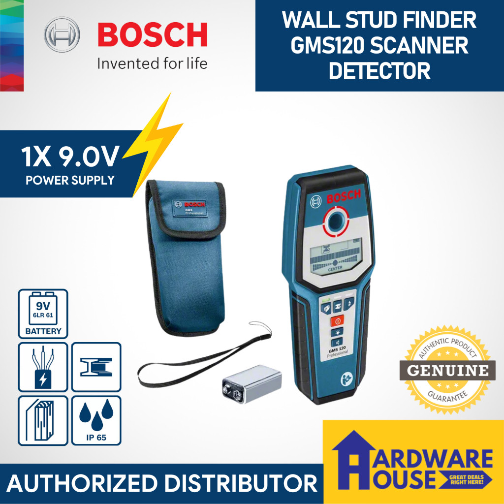 ORIGINAL BOSCH GMS 120 Wall Stud Finder Scanner Metal Detector ...