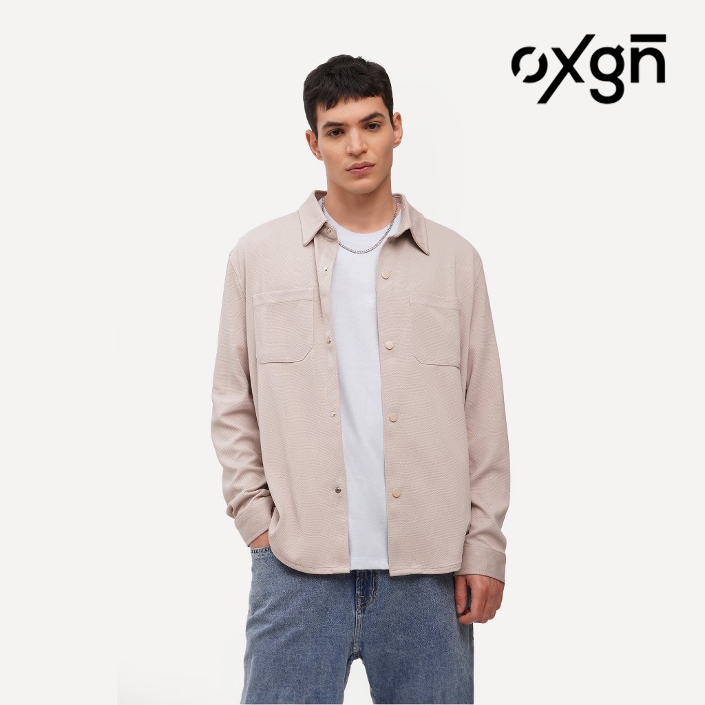 OXGN Collared Jacket For Men (Bone/Black) | Shopee Philippines