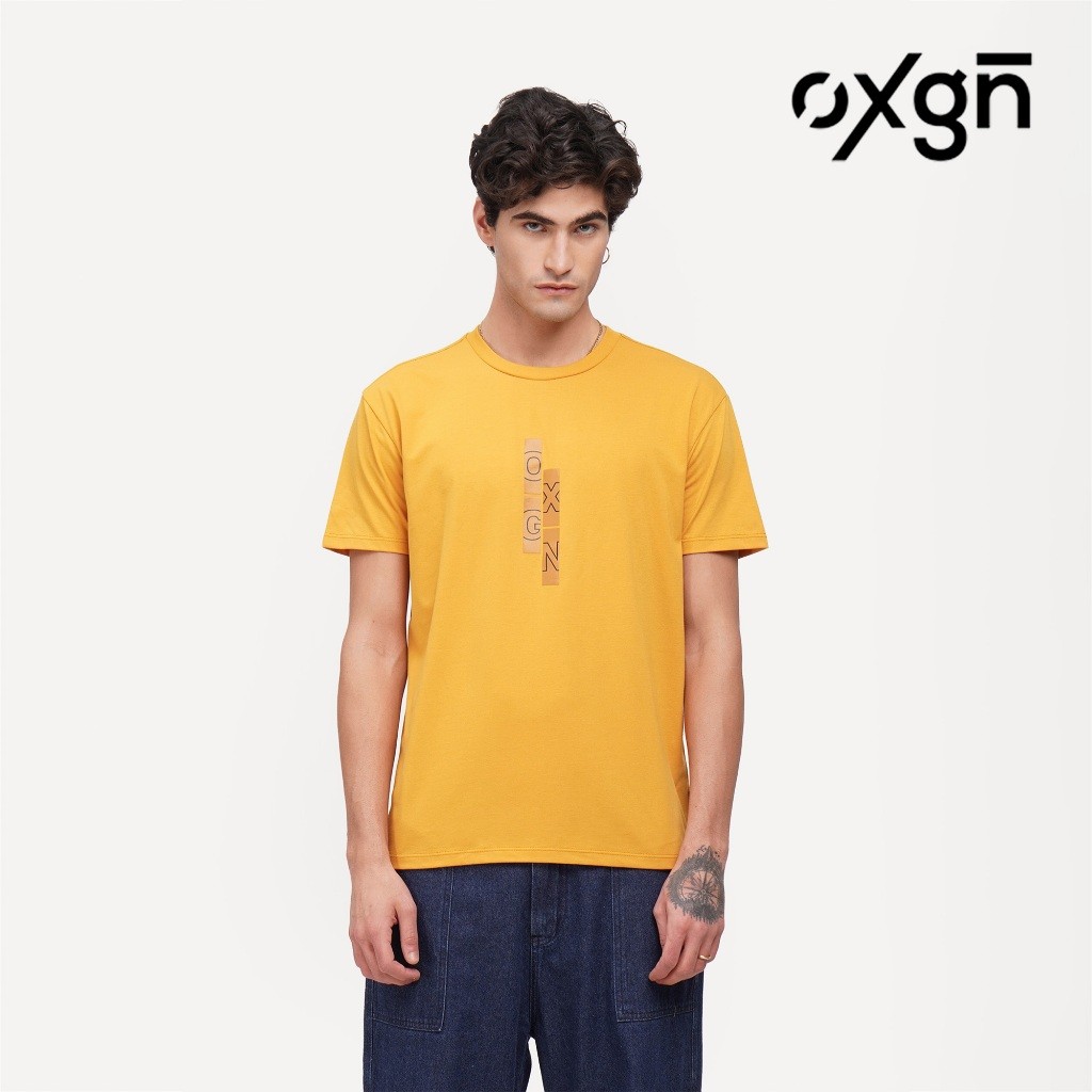 OXGN Logo Graphic Print T-Shirt For Men (Mustard) | Shopee Philippines