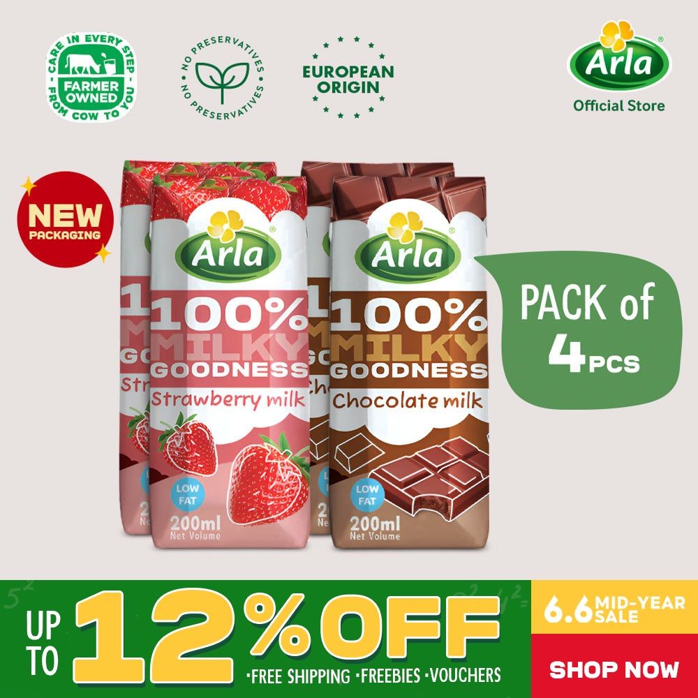 Arla Chocolate and Strawberry Milk 200ml 4-Pack | Shopee Philippines