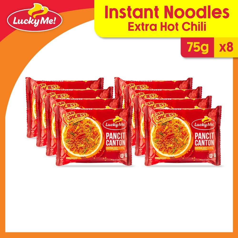 Lucky Me! Pancit Canton Extra Hot Chili 75g x 8 | Shopee Philippines