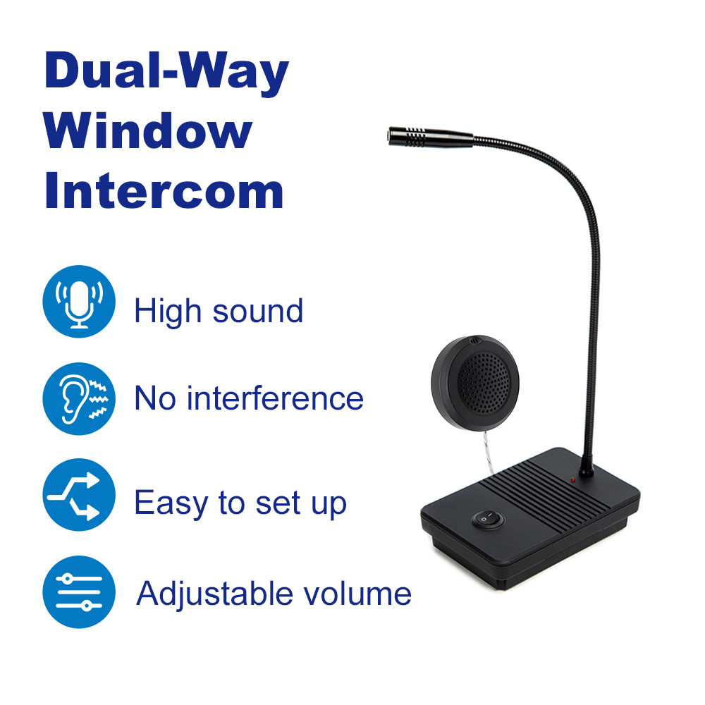 Dual Way Window Speaker Intercom Talk Through Glass Window Two Way Mic ...