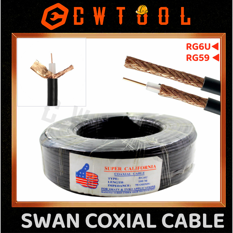 Swan Coxial Cable CCTV Video Cable Wire RG6,RG59 Antenna Extension ...