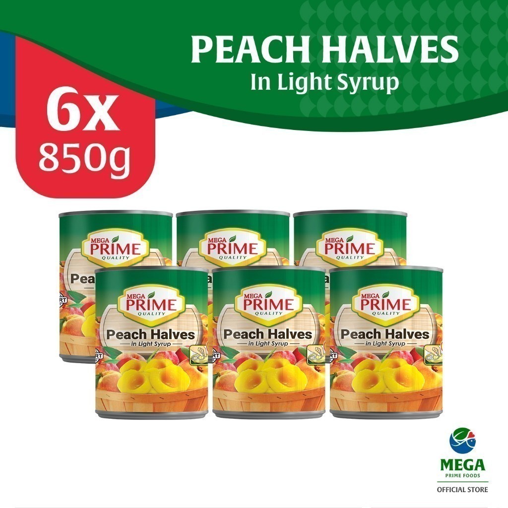 Mega Prime Peach Halve Regular In Heavy Syrup Easy Open Can 850G By 6'S ...