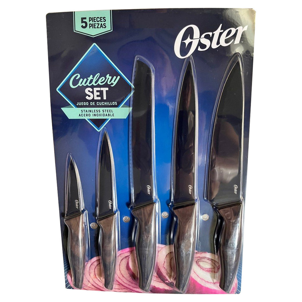 Oster 5pc Cutlery Black Blade Stainless Steel Acero Inoxidable Knife ...