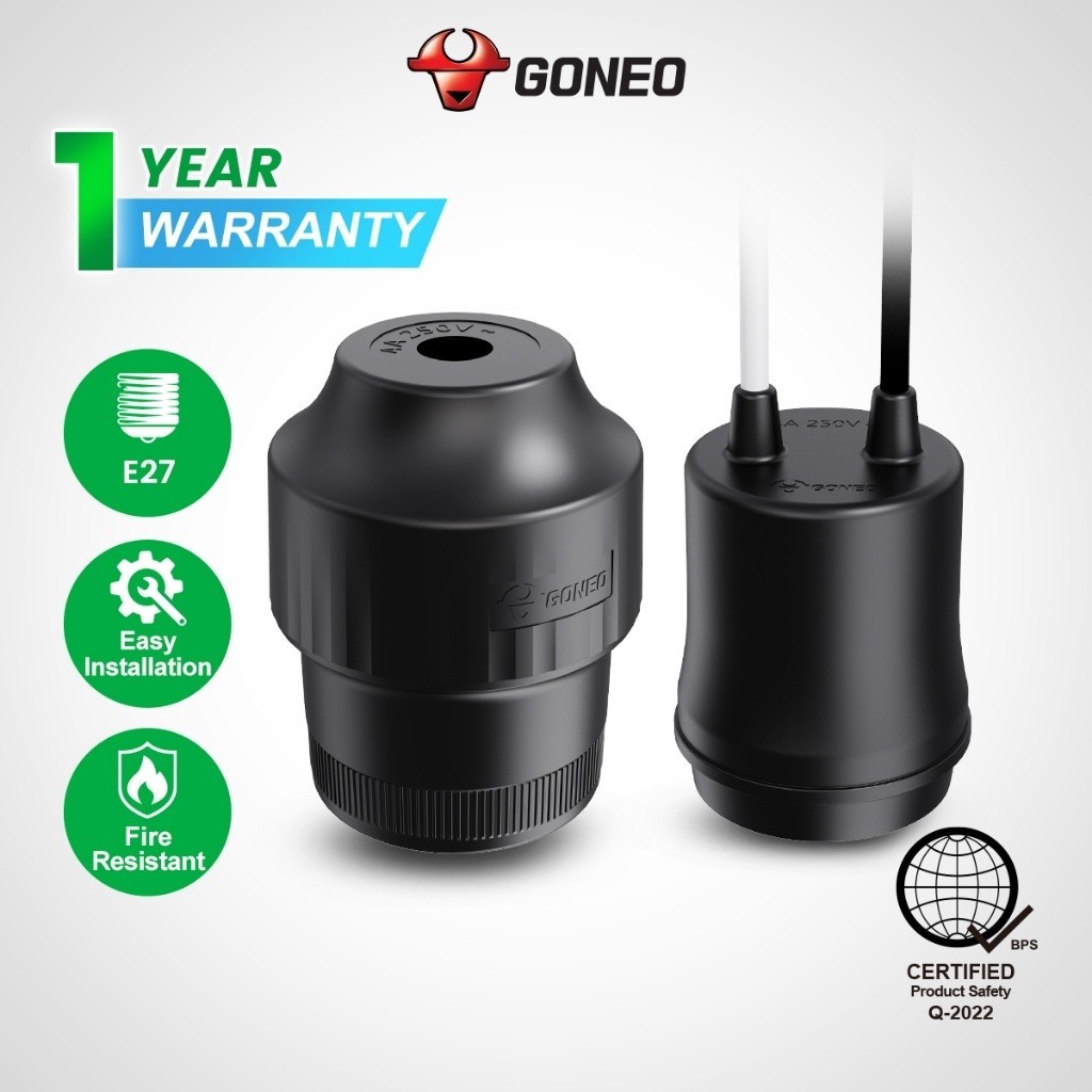 GONEO E27 Keyless Receptacle and MGTA04 E27 Weatherproof Rubber Socket ...