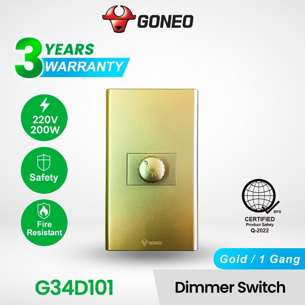 GONEO 1 Gang Dimmer Switch 16A G34D101 Topas Gold | Shopee Philippines
