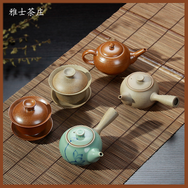 Taiwan Pottery Clay Side Handle Pot Japanese Style Teapot Stoneware ...