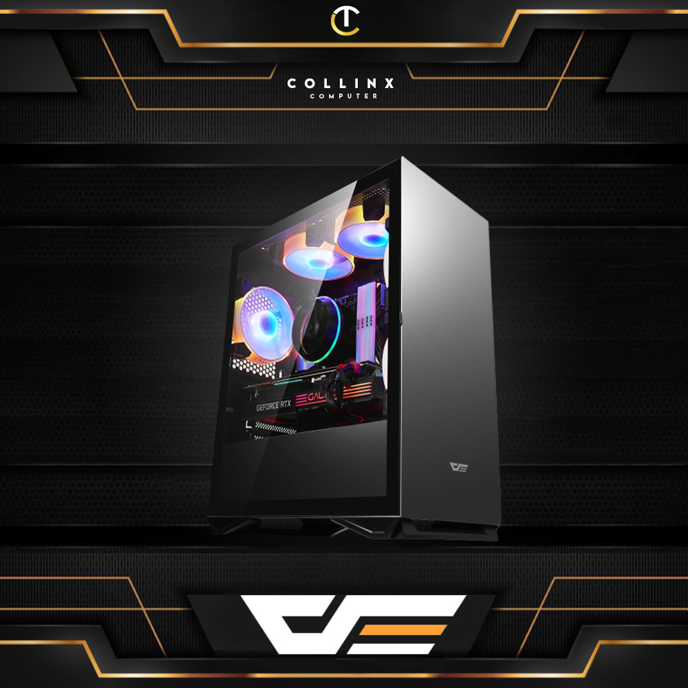 DarkFlash DLM22 Black White Gaming Case mATX, Tempered Glass Collinx ...