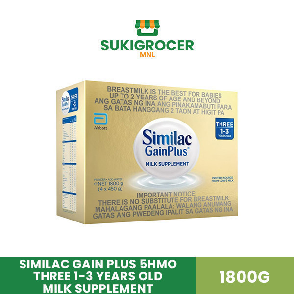 Similac Gain Plus 5HMO Three 1-3 Years Old Milk Supplement 1800G ...