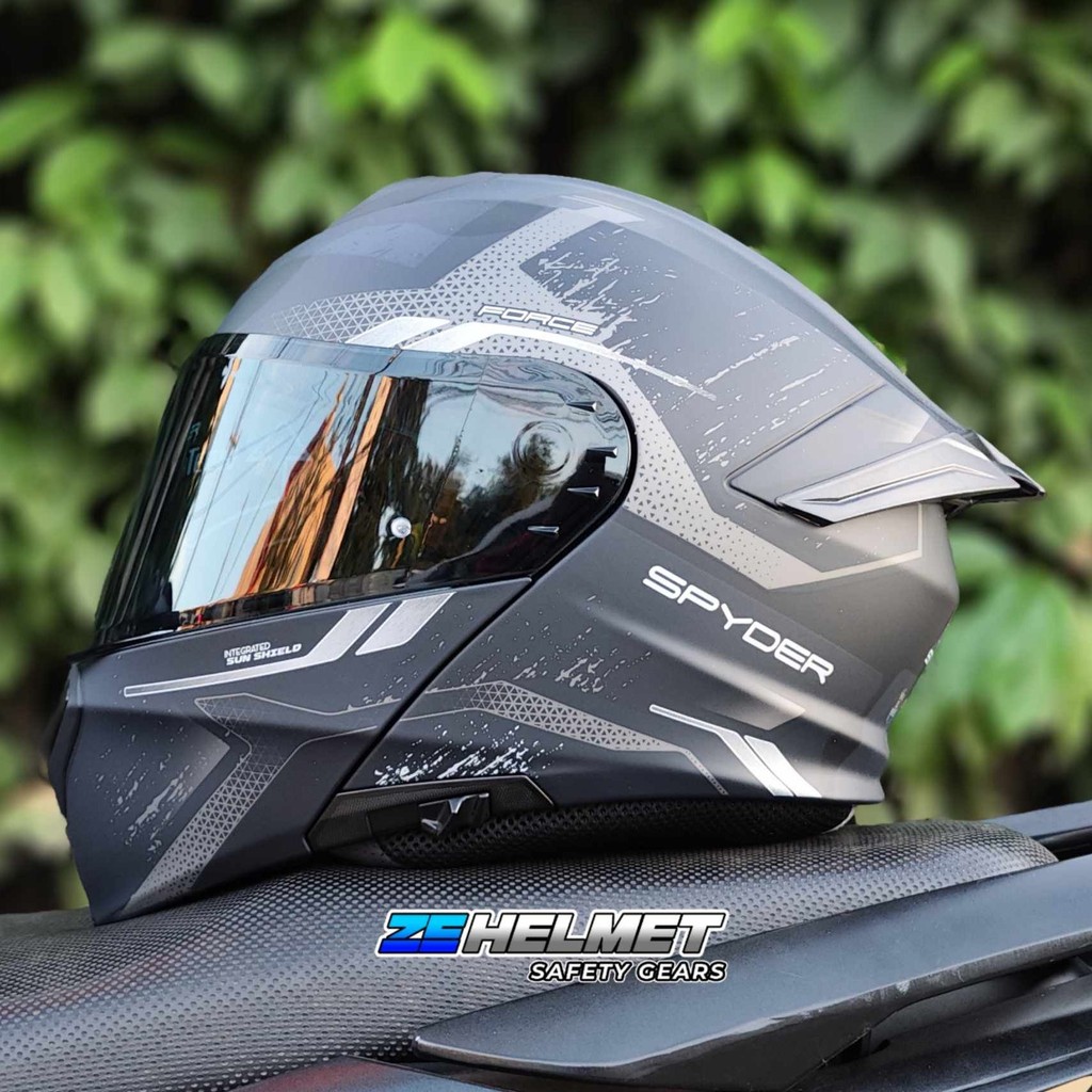 SPYDER FORCE+ S5 NERO (Matte Black/Gray) MODULAR - DUAL VISOR (with ...