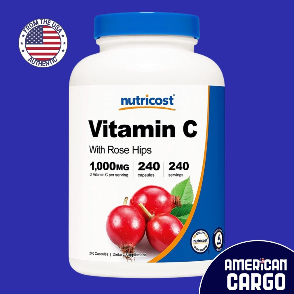Nutricost Vitamin C with Rose Hips, 1,000 mg, 240 Capsules | Shopee ...