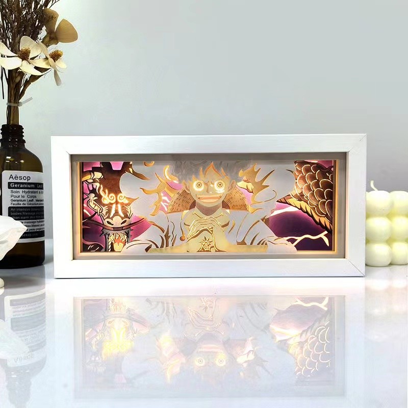 One Piece Led Figurine Lamp Manga Deco Luffy Light Box Handcraft Newest ...
