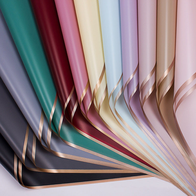20Pcs Bouquet Paper Matte Packaging Paper Gold Edged Paper Waterproof ...