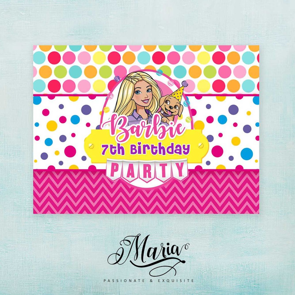 Barbie Theme Birthday Personalized Banner - Barbie Birthday Party ...
