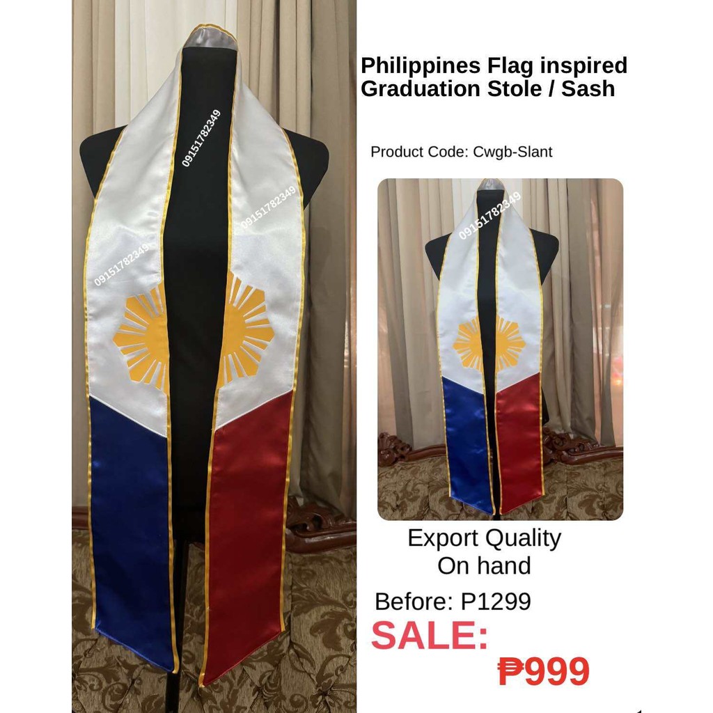 High Quality Graduation Stole sash Philippine Flag inspired | Shopee ...