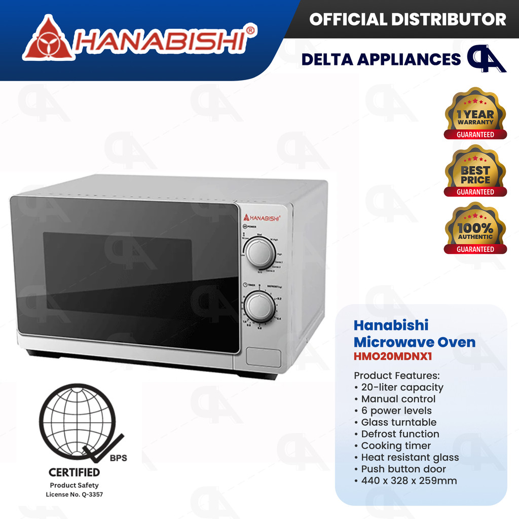 Hanabishi Microwave Oven 20 L White, Push Button Original w/ 1 Year ...