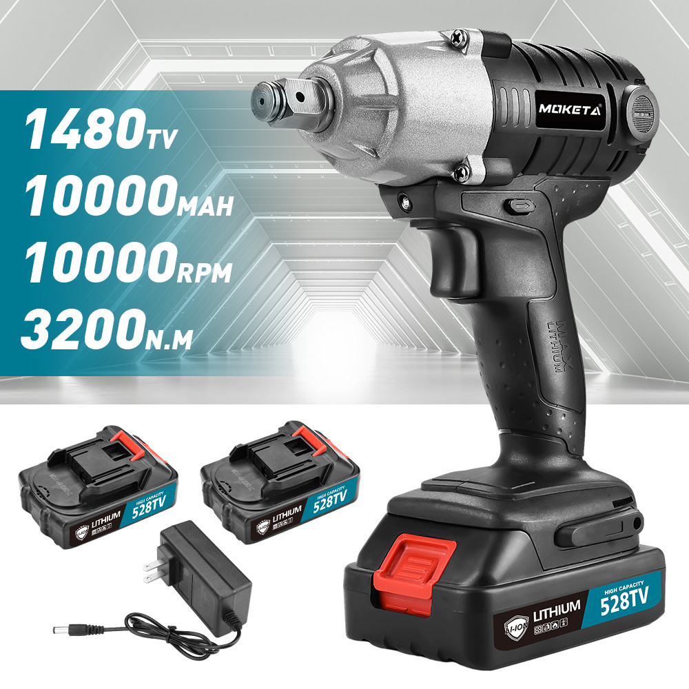 Moketa Electric Wrench Cordless Brushless Rechargeable Lithium Wrench Electric Impact Wrench ...