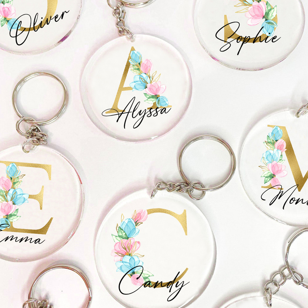 Personalized Initial with Name Keychain Key Chain Keyring Mobile Phone ...