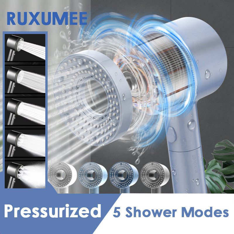 High Pressure Pressurized Filter Shower Head 5 Modes Booster Rainfall ...