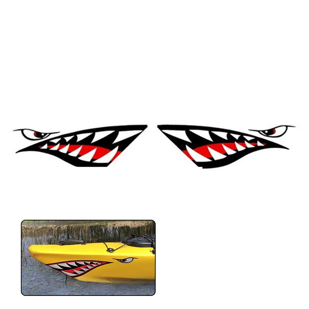 2PC Kayak Sticker Waterproof Shark Teeth Mouth Stickers Decal Canoe ...