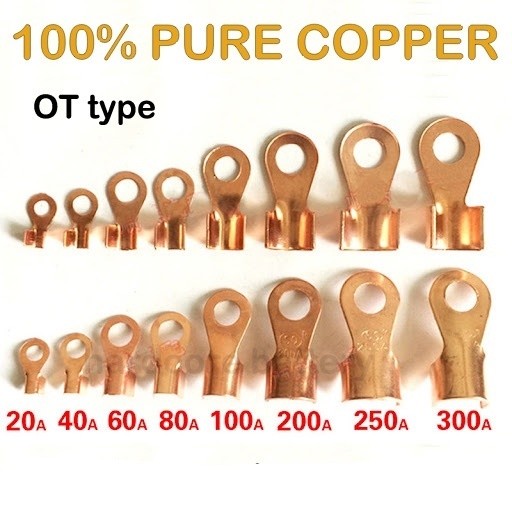 1pcs OT copper lug crimp cable 10A 20A 30A 40A 50A 60A 80A connector ...