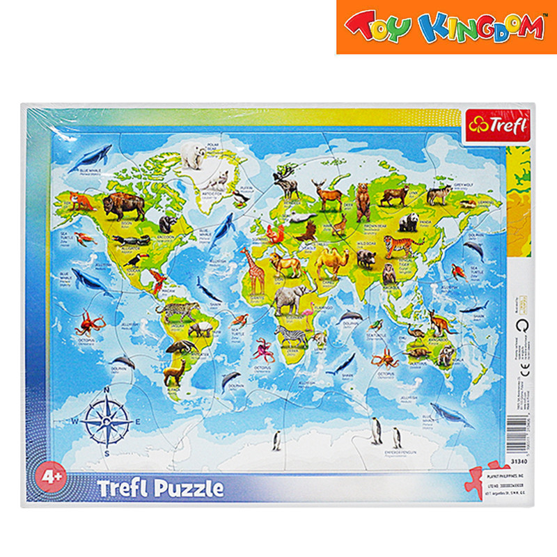 Trefl World Map With Animals 25pcs Jigsaw Puzzles | Shopee Philippines