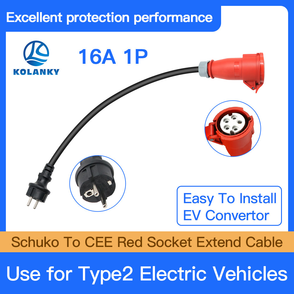 ☼Schuko Power Plug to Cee Red 5 Holes Socket Adapter Connect with 16A 3 ...