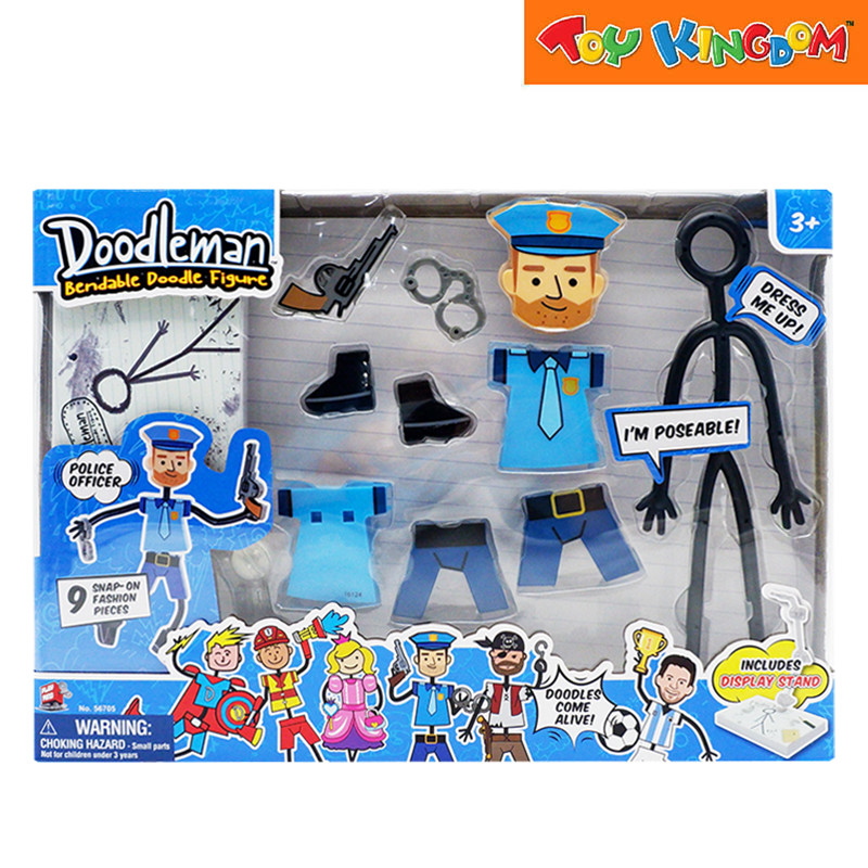 Playmind Doodleman Dress Me Up Police Officer Bendable Doodle Figure ...