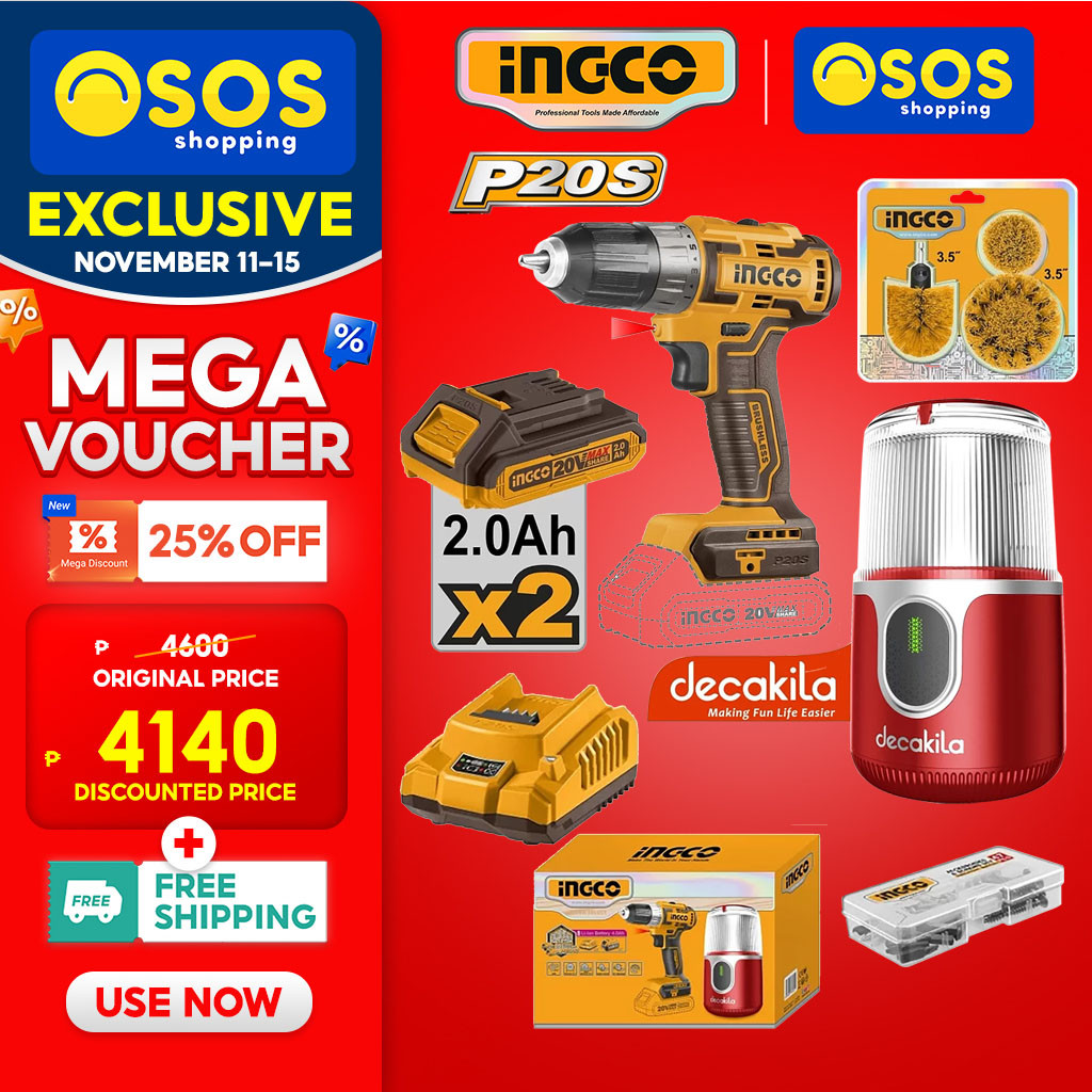 Ingco P20S 20V Lithium-Ion Cordless Drill w/ Coffee Grinder COSLI23064 ...