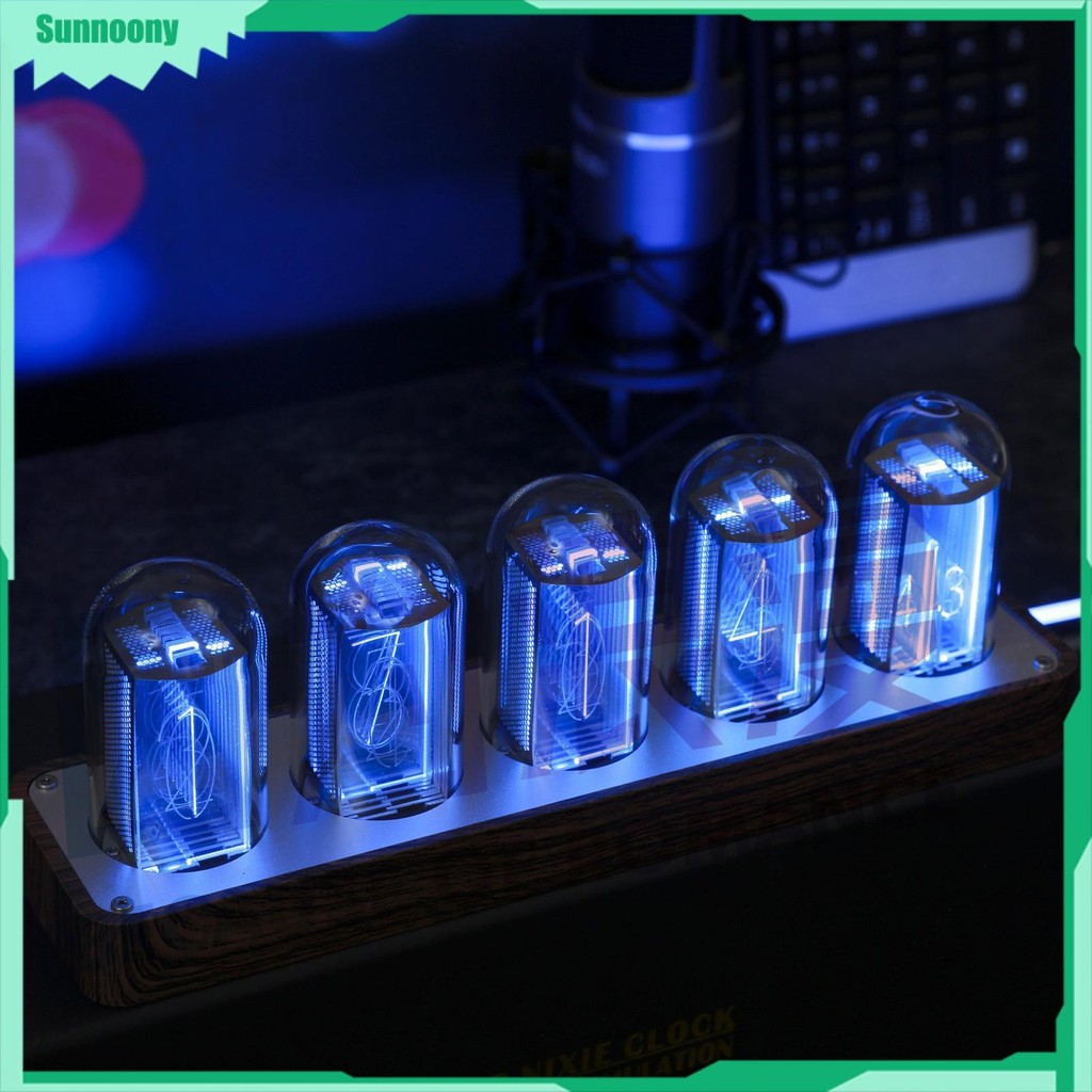 Sunnoony Nixie Tube Alarm Clock, Digital Alarm Clock Vintage Style RGB ...