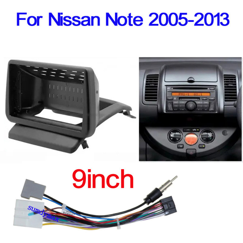 ♥9inch Car Radio Facia Panel for Nissan note 2005-2013 Dash Kit Install ...