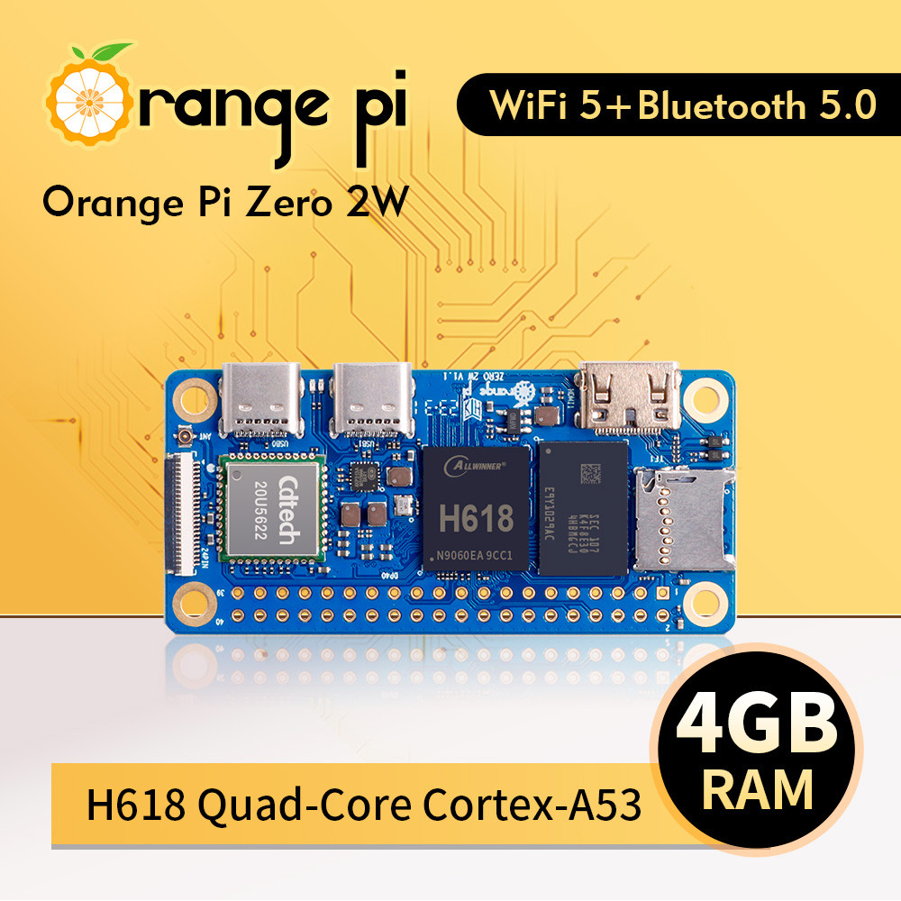 Orange Pi Zero 2 W 4GB RAM DDR4 Mini PC Allwinner H618 Orange Pi Zero ...