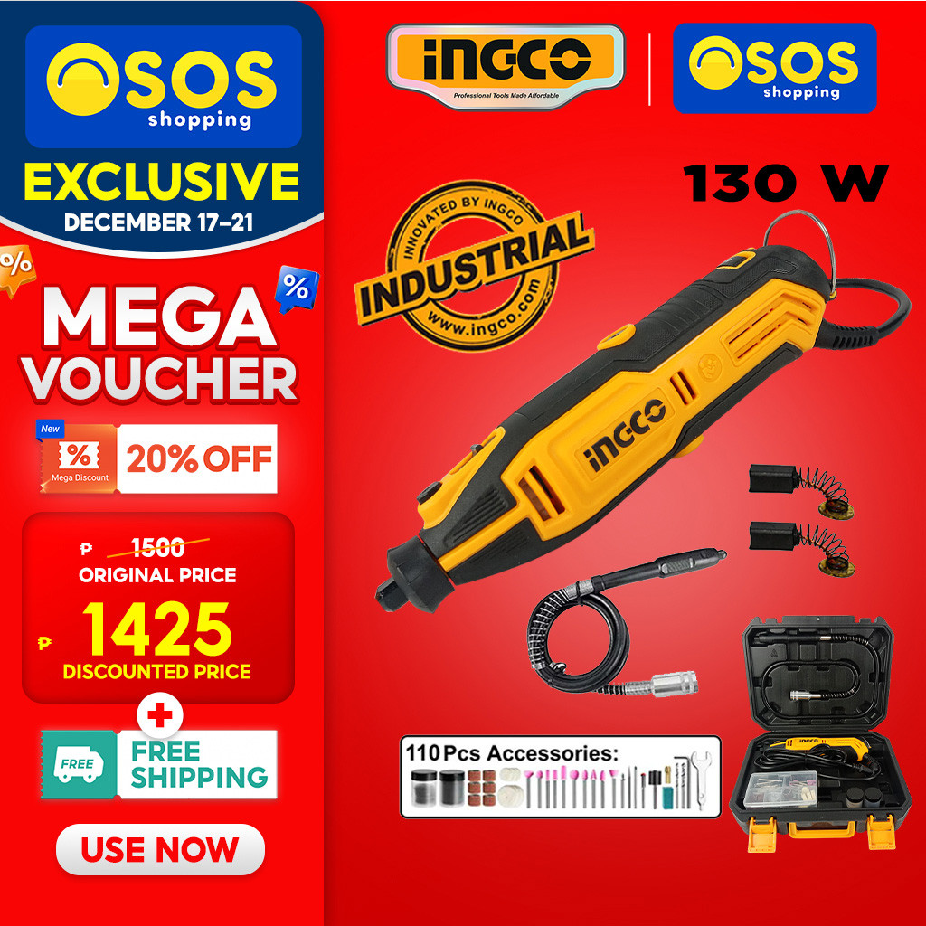 Ingco Mini Drill Rotary Die Grinder 130W with Variable Speed 52pcs ...