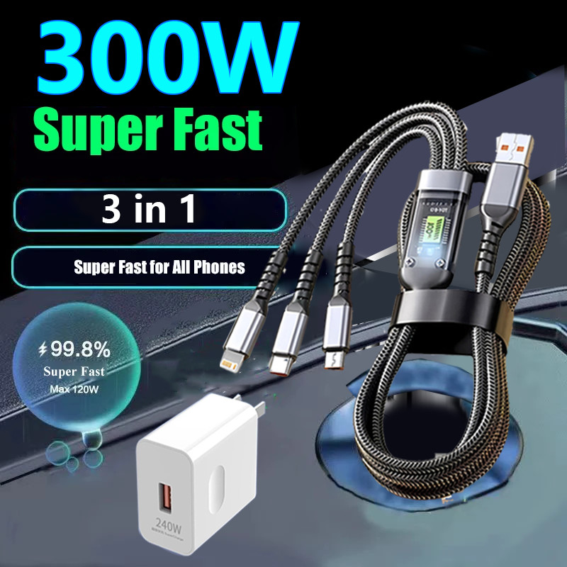 300W 3 in 1 Fast Charger for Android and Ios USB Type C Ultra 3in 1 ...