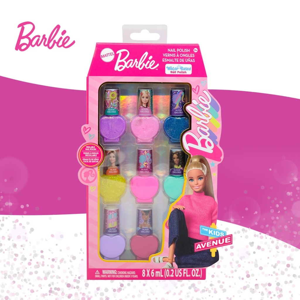 Barbie 8pc Nail Polish Set for Girls Non Toxic – Water Based Nail and ...