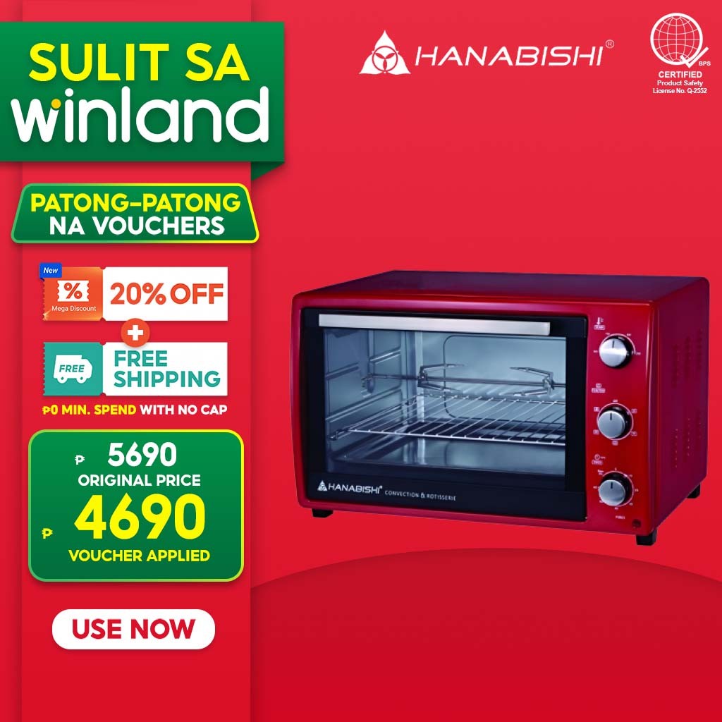 Hanabishi by Winland 48Liters Rotisserie / Convection Electric Oven Red ...