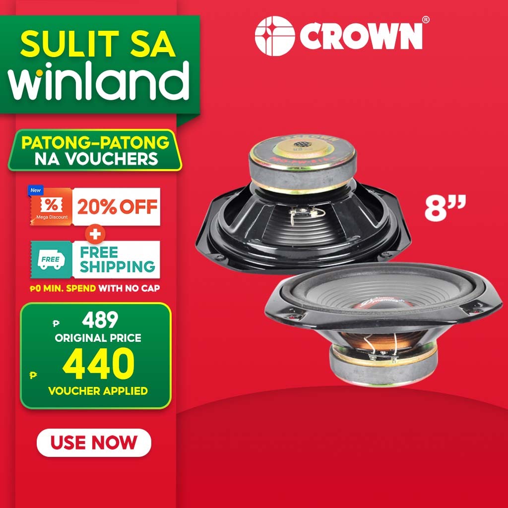 Crown by Winland 1pc 8 Inches Professional Square Woofer Speaker / 160 ...