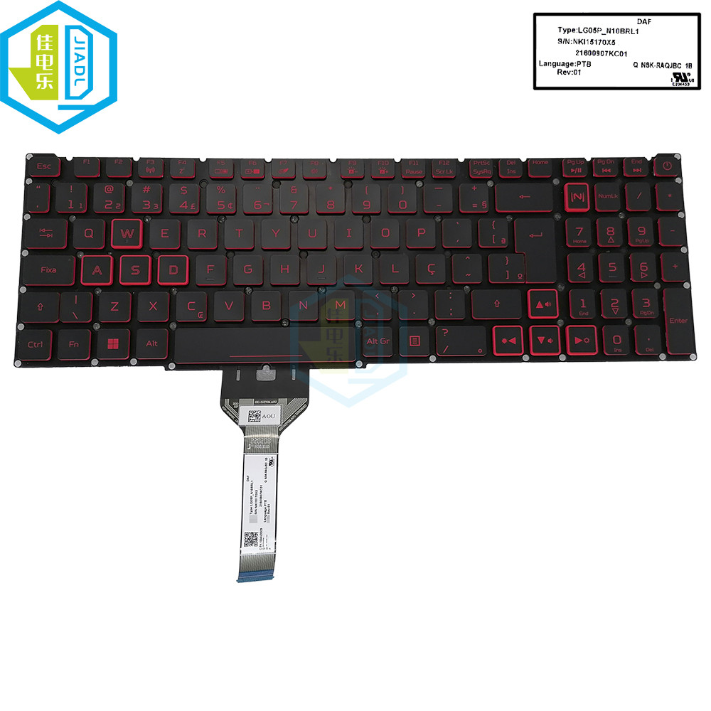 ⓞPTB Brazil Brazilian Keyboard RGB Backlit For Acer Nitro 5 AN515-45 ...