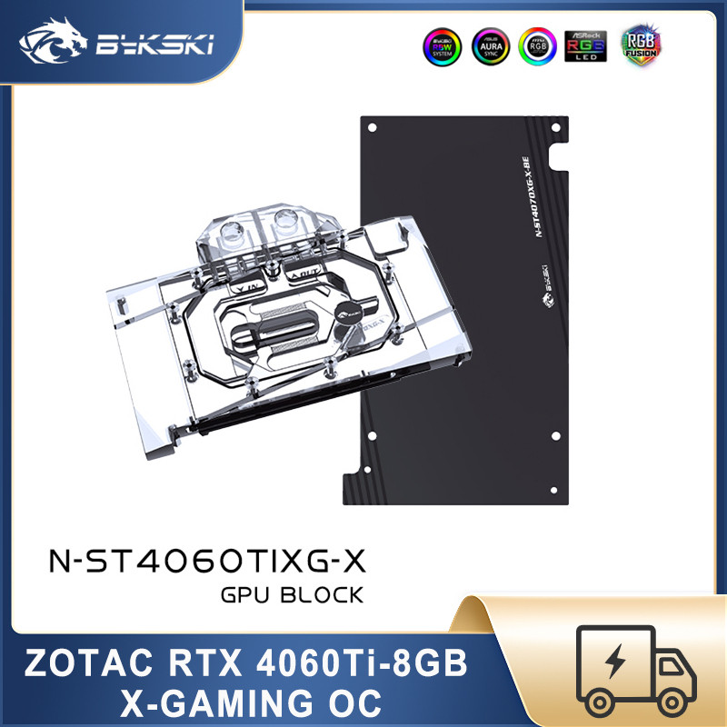 ☄Bykski GPU Block For ZOTAC RTX 4060Ti-8GB X-GAMING OC , Video Card Water Cooler with Backplate ...