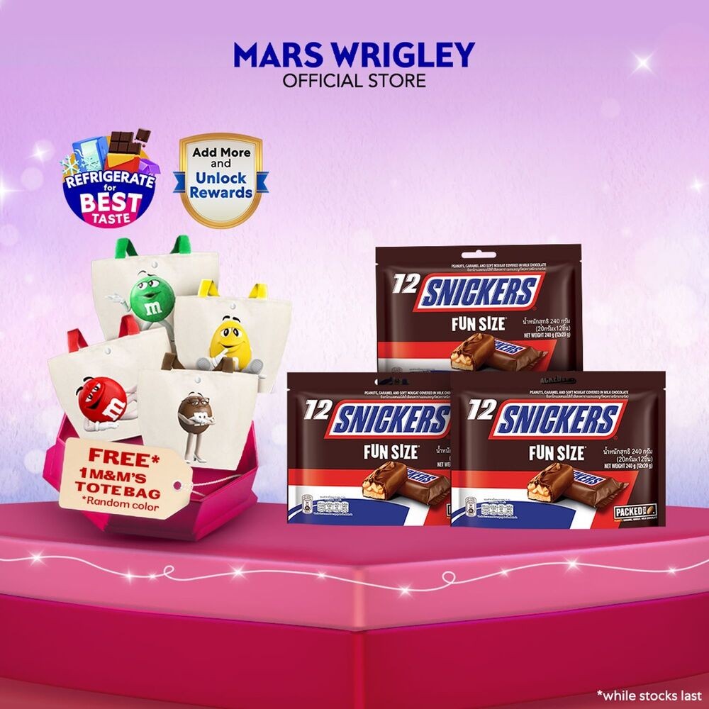 [FREE M&M'S TOTE BAG] SNICKERS Classic Chocolate Bar Funsize 240g ...