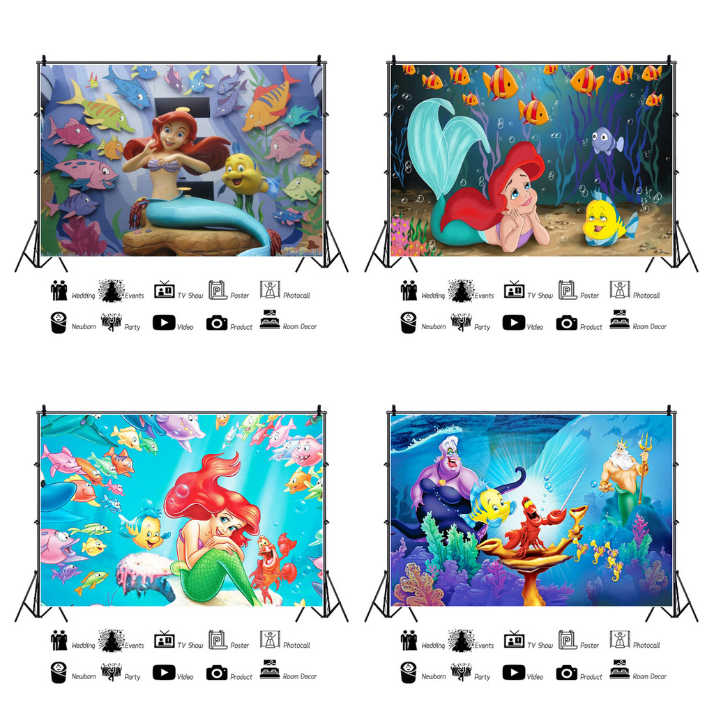 ☹Ariel The Little Mermaid Photo Backdrop Background Photography Baby ...