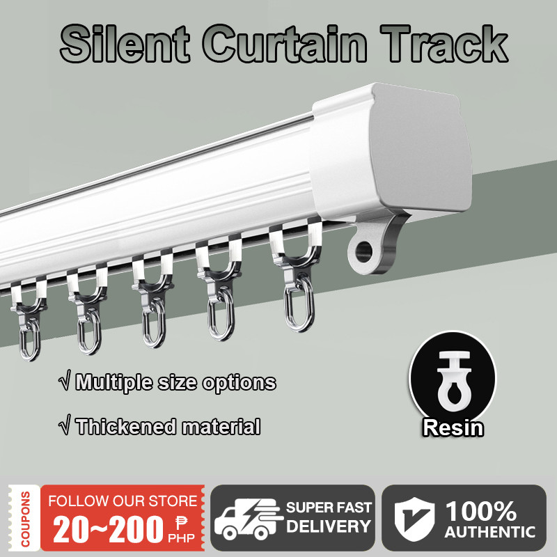 Curtain track Mute mentled curtain pole with pulley Track rail Top/Side ...